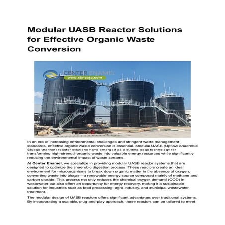Innovative UASB Reactor Modules with Optimized Flow Dynamics for ...