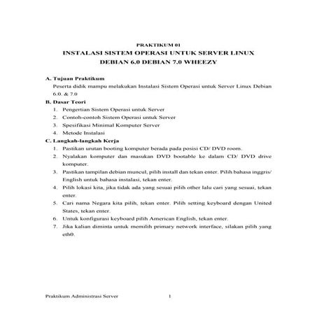 Modul praktikum install debian 6 dan 7 | PDF