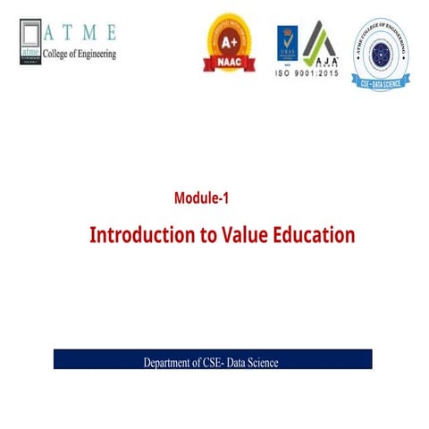 UHV(BUHK408) Module-value education and self exploration | PPTX