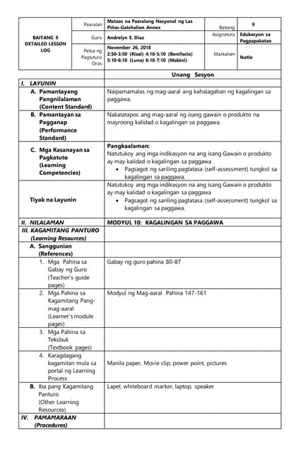 ESP Grade 9 Module 13 session 1 | DOCX