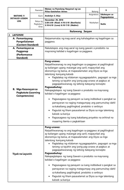 ESP Grade 9 Module 13 session 1 | DOCX