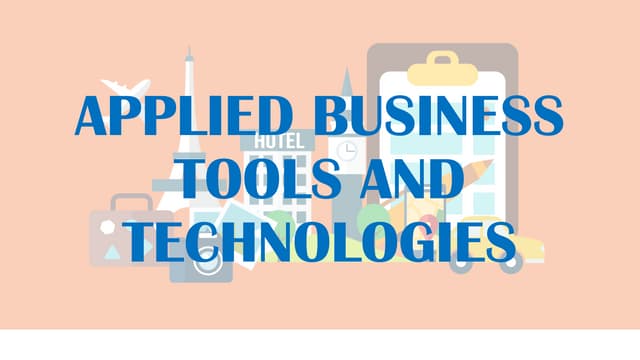 APPLIED BUSINESS TOOLS AND TECHNOLOGY IN HOSPITALITY AND TOURISM ...