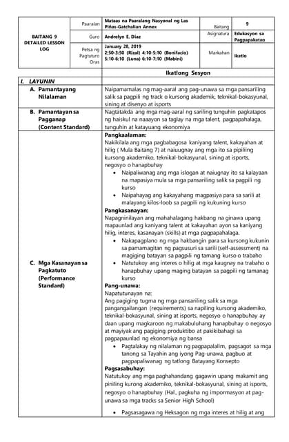 ESP Grade 9 Module 13 session 1 | DOCX