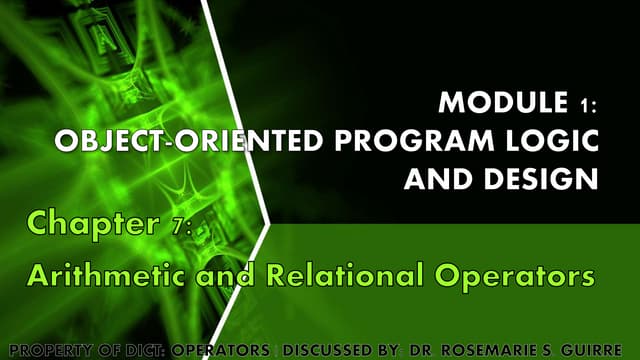Chapter 7 Arithmetic And Relational Operators Pptx Web Development