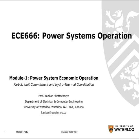 Module 1 Part 2 Unit Commitment And Hydro Thermal Coordination Pdf