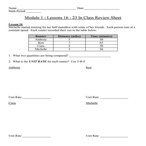 Module 1 Lessons 16-23 Review Packet | PDF