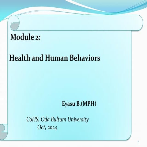 Health education - Module2: Health and behavior | PDF