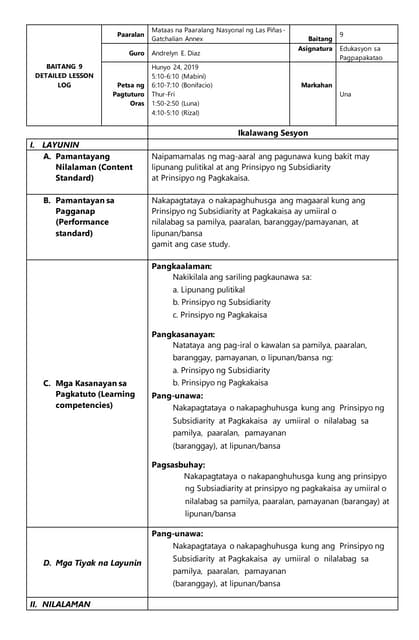 ESP Grade 9 Module 13 session 1 | DOCX