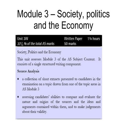 Module 3 – Society, Politics And The Economy Help | PPT