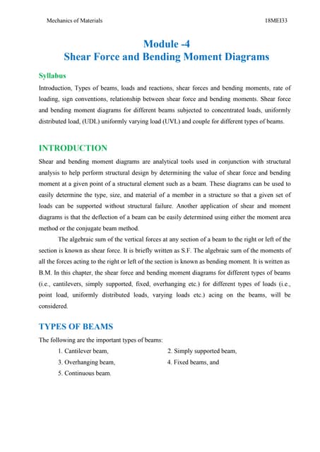 Chapter 5: Axial Force, Shear, and Bending Moment | PPTX