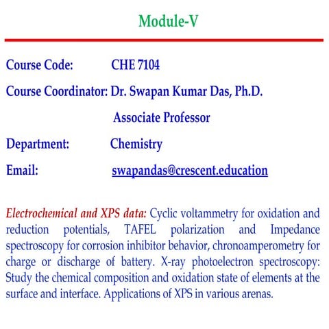 Cyclic Voltammetry: Principle, Instrumentation & Applications | PPTX