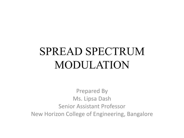Spread Spectrum Modulation Pptx Computer Networking Computing