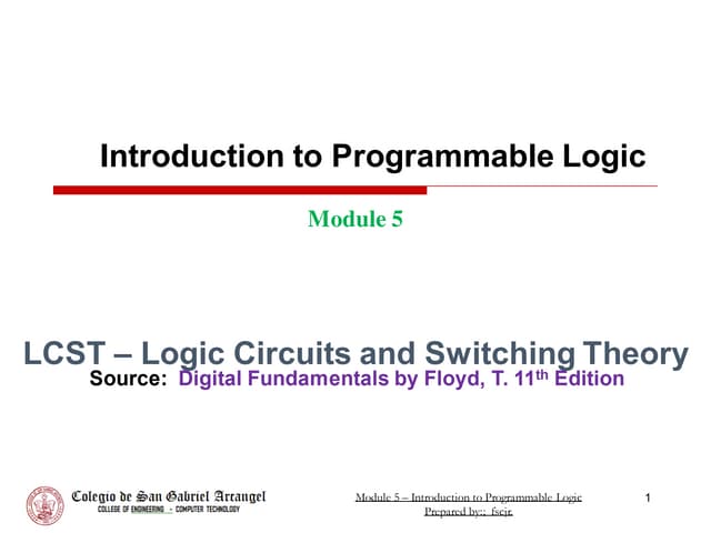 Module 5 Introduction To Programmable Logic Profpdf