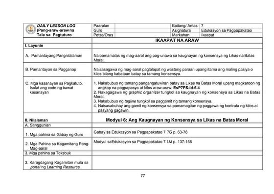 EsP-7 Q2-week3 lesson Exemplar EsP-7 Q2-week3 lesson Exemplar | PPT