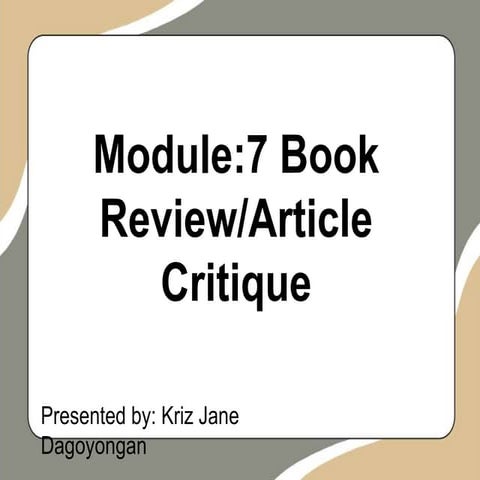book review article critique module 7 reading | PPTX