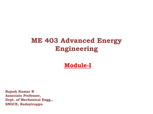 Advanced Energy Engineering Ktu Module 1 Ppt