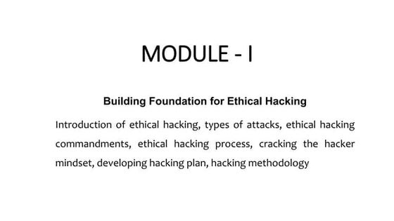 Ethical Hacking Powerpoint | PPT | Information and Network Security | Computing