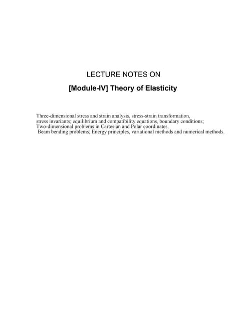 Theory Of Elasticity Pptx