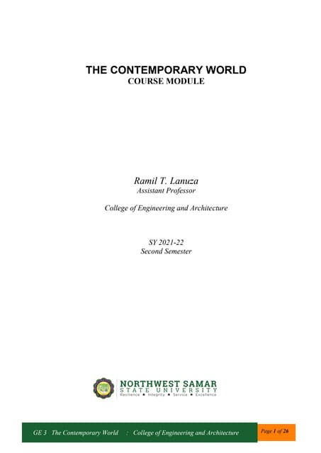 SYLLABUS-SOC-SCI-103-THE-CONTEMPORARY-WORLD-2023-1.docx | College ...