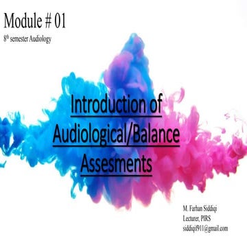 Introduction to Audiological and Balance assessments | PPT