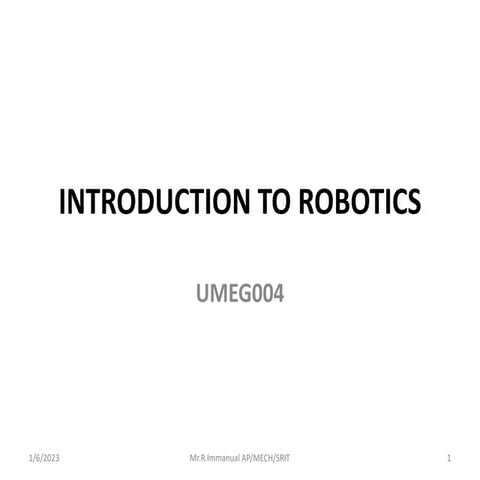 Module01introduction To Roboticspptx Robotics Technology And Computing