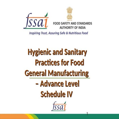 Food Manufacturing FSSAI presentation is uploaded here as study ...