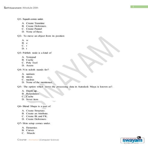 Module 020 creating blend shape_self assessment | DOCX