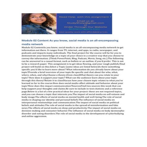 Deliverable 2 - Social Media Theory and SchemaCompetency | DOCX
