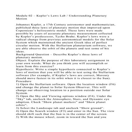 Module 02 – Kepler’s Laws Lab Understanding Planetary MotionJo.docx