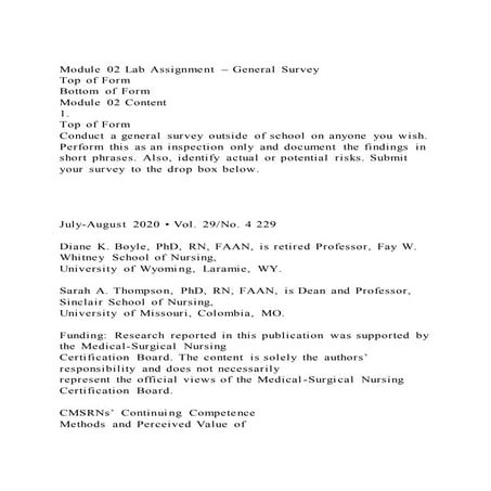 Module 02 Lab Assignment – General SurveyTop of FormBottom of | DOCX | Educational Assessment ...