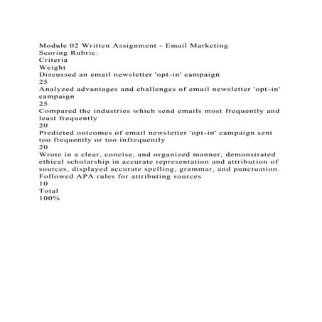 Module 02 Written Assignment - Email MarketingScoring RubricC.docx