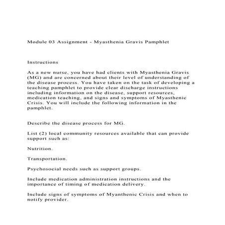 Module 03 Assignment - Myasthenia Gravis PamphletInstr.docx