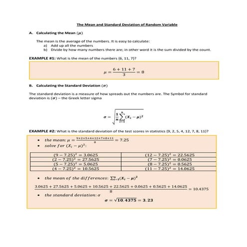 Module03 the mean and standard deviation of random variable | PDF | Business Accounting ...