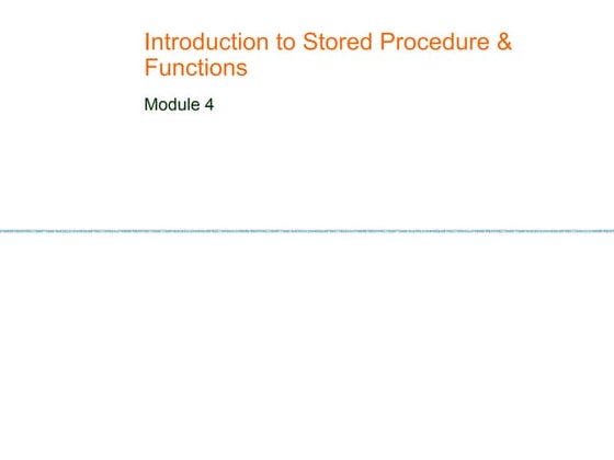 Lecture Notes Unit5 Chapter17 Stored Procedures And Functions Ppt