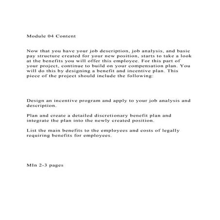 Module 04 ContentNow that you have your job description, j.docx