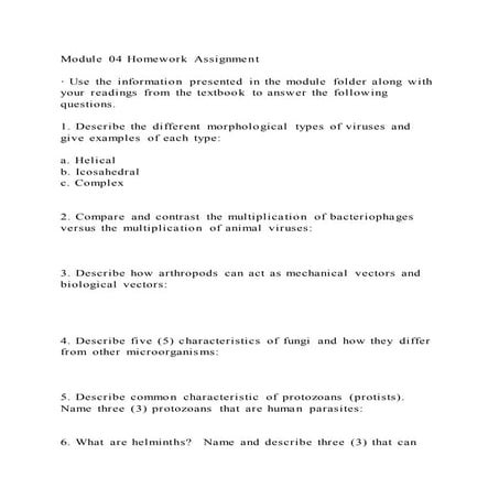 Module 04 Homework Assignment· Use the information presented in | DOCX