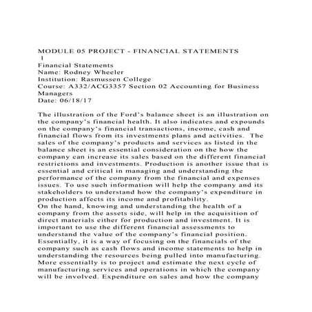 MODULE 05 PROJECT - FINANCIAL STATEMENTS 1Financial Statemen.docx