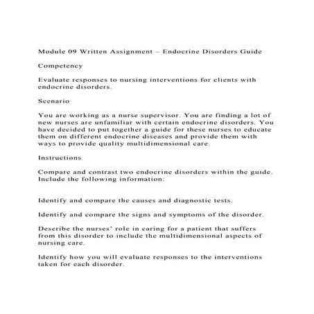 Module 09 Written Assignment – Endocrine Disorders GuideComp.docx