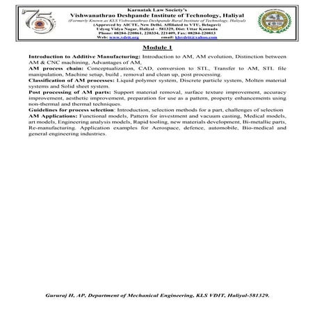 Additive Manufacturing (15ME82)-Module 1 | PDF