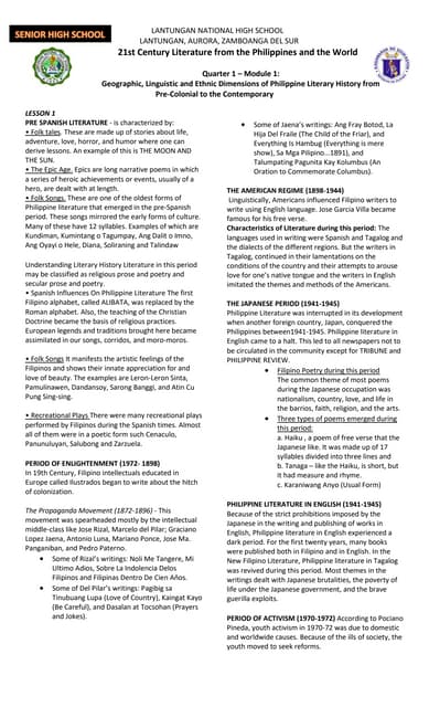 grade 11 module 3 21st-Century-Literature pptx | PPT