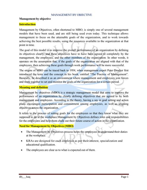 Management by objectives | PPTX