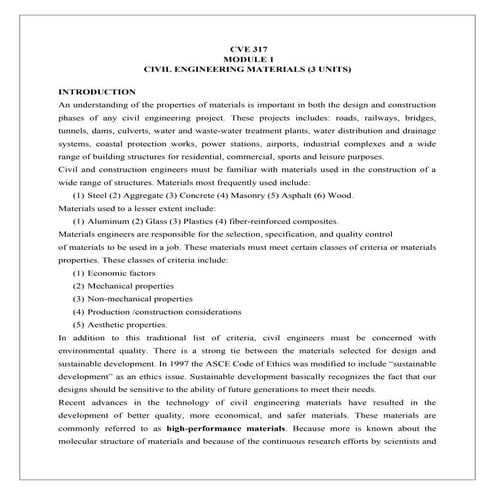 Civil Engineering Materials - Material properties and concrete ...