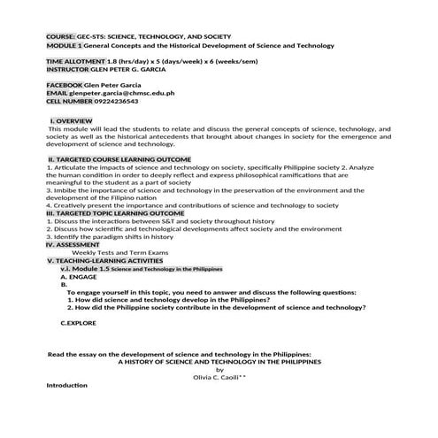 MODULE 1.5 -GEC-STS Science and Technology in the Philippines.docx