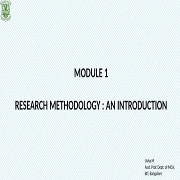 Introduction to research methodology MODULE 1 | PPTX