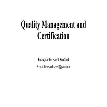 gestion de la qualite au sein de lorganisation | PPTX