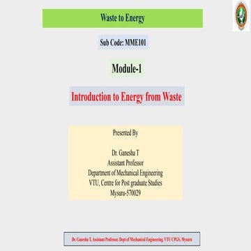 Introduction to Energy from Waste in Engineering | PDF