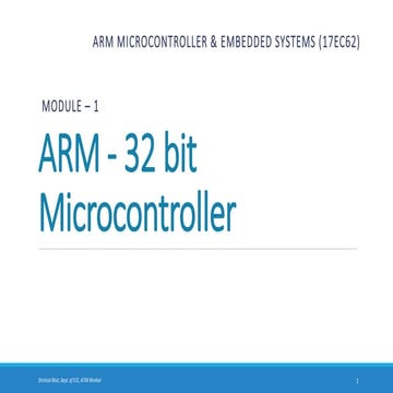 Arm Microcontroller And Embedded Systems 17ec62 Arm 32 Bit