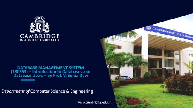 Chapter-1 Introduction to Database Management Systems | PPTX