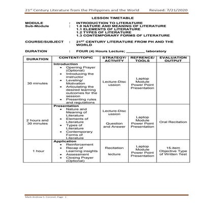 Module 1 introduction to literature | PDF