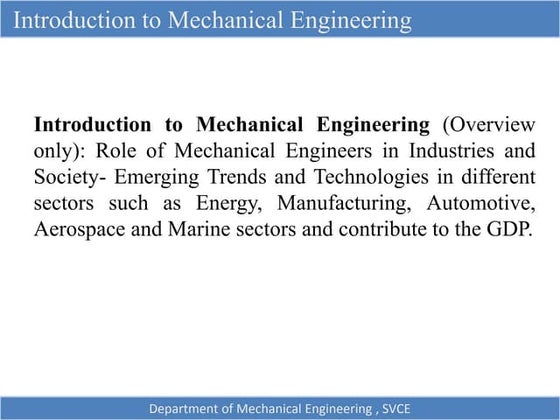 Introduction to mechanical engineering | PPTX | Mechanical and Industrial Engineering Industry ...
